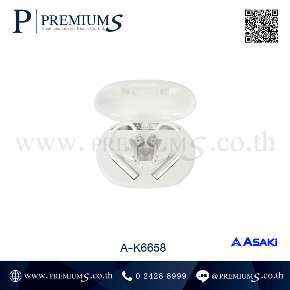 Asaki หูฟังบลูทูธ (Bluetooth) พร้อมกล่องชาร์จ รุ่น A-K6658 พรีเมี่ยม