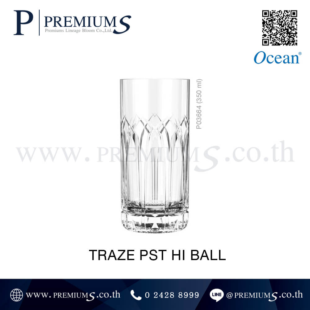 แก้วมัทฉะ ใส แก้วน้ำดื่มแบรนด์ Ocean รุ่น TRAZE - PST HI BALL